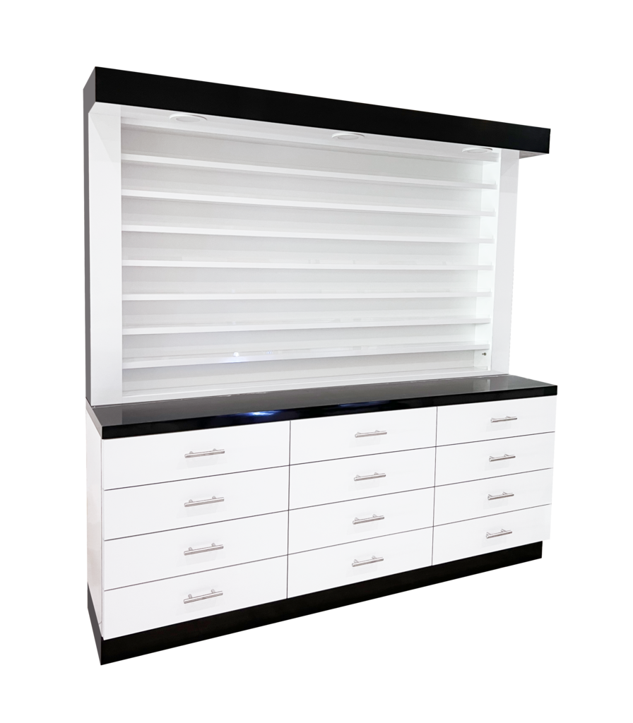 BW SINGLE SIDED POLISH AND POWDER DISPLAY/CABINET